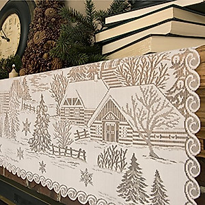 Heritage Lace White Sleigh Ride 60" X 20" 4-Way Mantle Scarf