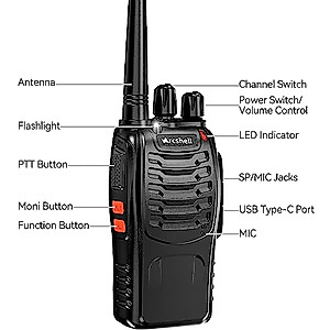 Arcshell Rechargeable Long Range Two-Way Radios with Earpiece 2 Pack Walkie Talkies Li-ion Battery and Charger Included