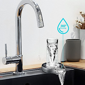 Glass Rinser, Ranol cup washer for sink with metal base, Stainless steel glass rinser for kitchen sink, Perfect for cleaning all glassware