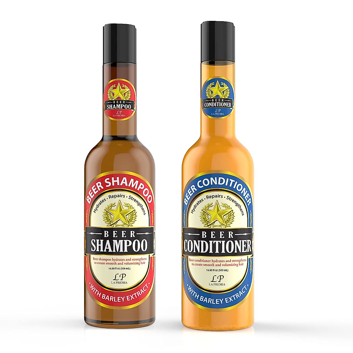 La Premia Beer Shampoo for Damage Free Hair - 16.90 fl oz - Original Yeast with Natural Ingredients, Biotin & Vitamin B5 for Men & Women - Color Safe, Cruelty Free