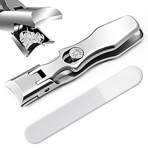 Ultra Sharp Stainless Steel Nail Clippers with Catcher, Fingernail & Toenail Clippers Splash Proof Nail Clippers Luxury Nail Cutter for Thick Nails