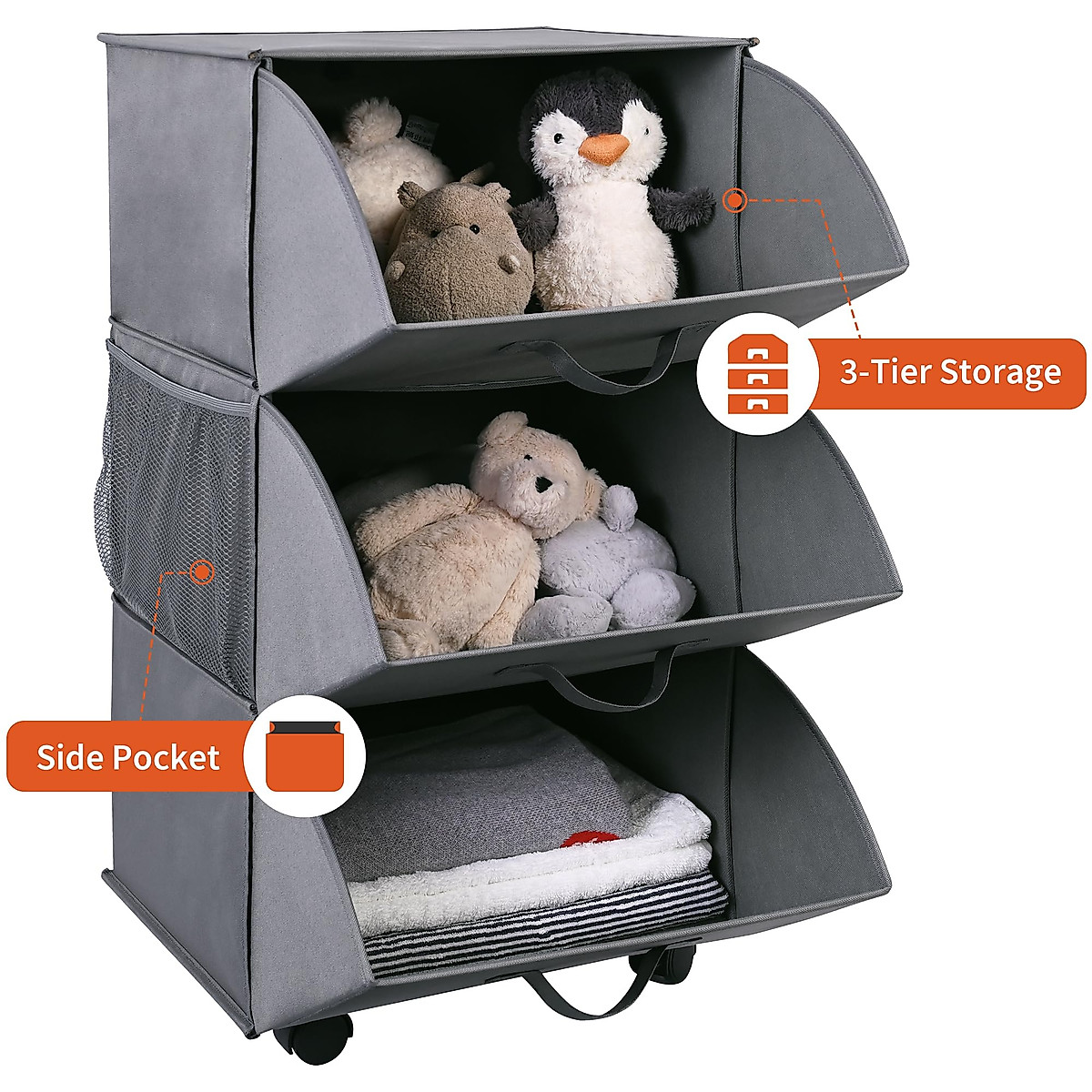 GRANNY SAYS 3 Drawer Storage Organizer, 3 Drawer Dresser, Storage Drawer for Bedroom, Closet Storage Drawers, Foldable Storage Cabinet for Clothing, Gray