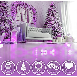 Purple Christmas String Lights Set, 100 Incandescent Halloween Lights 20.6 Ft White Wire for Indoor Outdoor Decorative Use, Holiday Décor Bright Patio Lighting Tree Decorations UL Certified