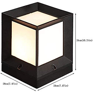 CIRCIR Outdoor Post Light Exterior Pillar Light Premium LED Square Post Cap Light – Outdoor Light for Fence Deck Or Patio -Warm White Lighting-Aluminum - Black-Size : H260MM