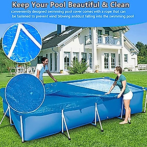 SGQCAR Rectangular Pool Cover, Fits 103in x 68.8in Rectangle Inflatable Swimming Pool Cover, Frame Pool Cover with Ropes, Dustproof Garden Outdoor Paddling Family Pools Protector 103 x 68.8inch