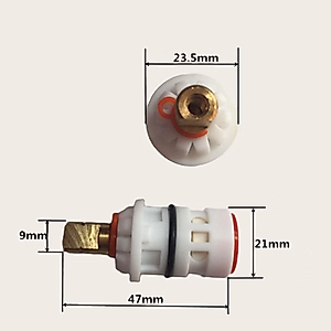 Replacement Faucet Valve Cartridge Insert，Mix Tap Inner Cartridge Replacement, Ceramic Faucet Valve for Double Handle Kitchen Basin Shower Faucet Part（Size: 23.5 * 47mm）(Blue)