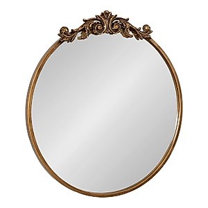 Kate and Laurel Arendahl Ornate Glam Round Mirror, 24 Inch Diameter, Gold, Dramatic Baroque Style Wall Mirror for Vintage Antique Inspired Home Decor Aesthetic
