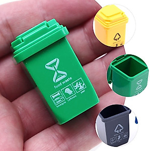 NUOBESTY Miniatures 5 Pcs Mini Curbside Garbage Trash Bin Pen Holder Creative Recycle Can Pencil Cup Desktop Organizer for Home Office Mini Garbage Cans Miniature Trash can