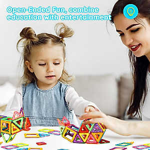 Assark Magnetic Tiles, 98pcs Magnetic Blocks Set Magnet Toys with 2 Cars, Kids Magnetic Building Blocks Set for 3 4 5 6 7 8+ Year Old Boys Girls, STEM Preschool Toys for Gift