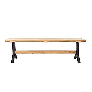 SEI Furniture Standlake Outdoor Bench, Natural, Black
