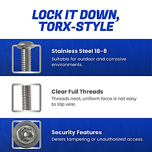 Fastenere Torx Security Machine Screws - 8-32 x 3/4" (25-Pack) Stainless Steel, Tamper-Resistant, Button Head Screws, Bolt Screw for Higher Level of Safety & Theft Prevention