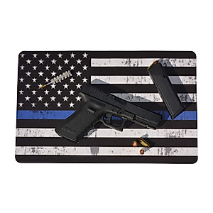 Rogue River Tactical Thin Blue Line Flag Gun Cleaning Mat Bench Pad Gift for Police Officer Law Enforcement