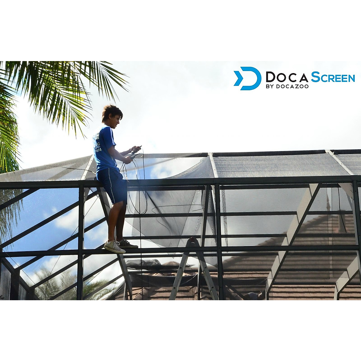 DOCAZOO DocaScreen Window Screen Replacement - Easy to Cut Fiberglass Roll Screen Door Mesh, 72 inch x 100 feet - DIY for House Windows, Door, Pool, Porch or Back Patio, Gray