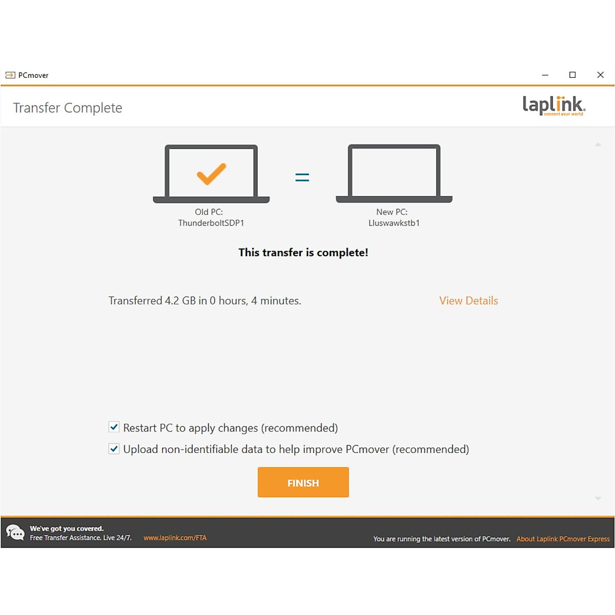 Laplink Easy Transfer Cable for Windows, Includes PCmover Express Software and Ethernet PC to PC Cable, Single Use License, Transfers Files, Settings, and User Profiles. Compatible with Windows 11