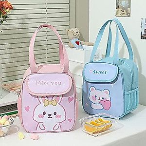 𝗖𝘂𝘁𝗲 𝗟𝘂𝗻𝗰𝗵 𝗕𝗮𝗴 Kawaii Animal Lunch Box Insulated Lunch Bag for Women Durable Reusable Tote Bag