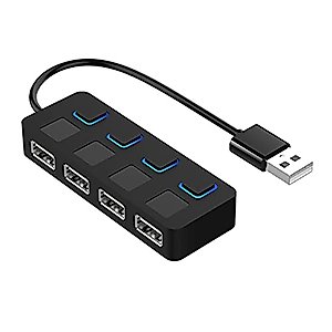 WJCCY USB 2.0 HUB Multi USB Splitter 4 Port Expander Multiple USB 2.0 Hub Use Power Adapter USB2.0 Hub with Switch for PC Computer (Color : Black)