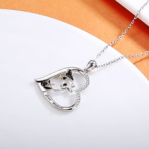 925 Sterling Silver Cow Necklace Pendant Cow Print Jewelry for Women Birthday Cow Gifts (Heart Cow Necklace)