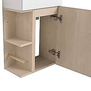 Floating Bathroom Vanity with Sink Combo for Small Space, 16" Wall Mounted Modern Bath Storage Cabinet Vanity Set with Wood Door Resin Basin (Oak)