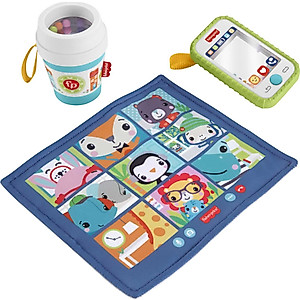Fisher-Price Work From Home Toy Set, 3 take-along baby toys and teether for infants ages 3 months and up