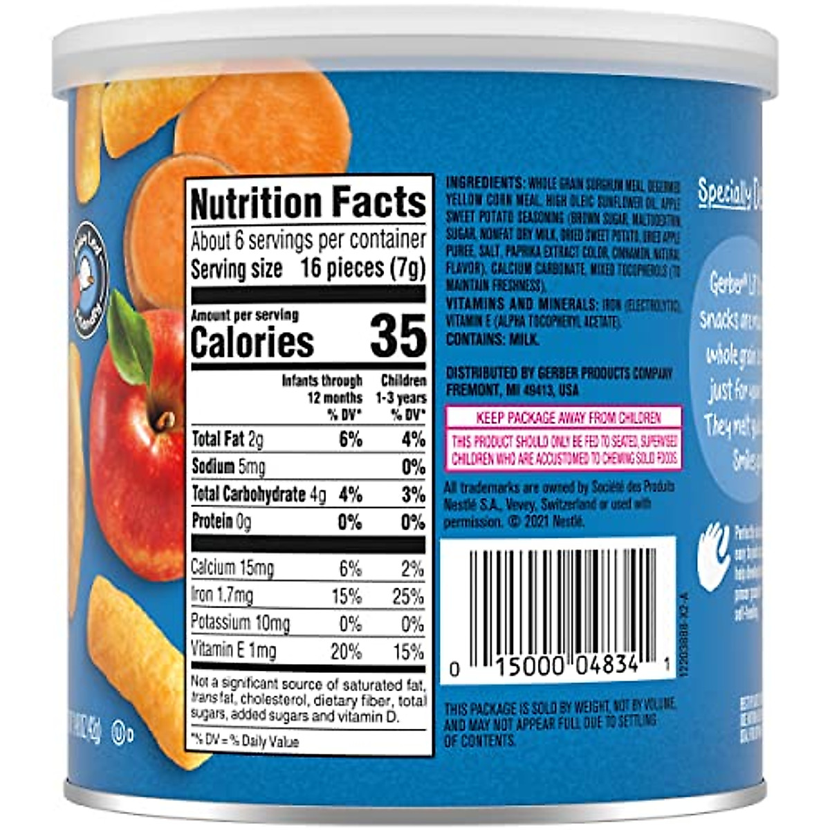 Gerber Lil Crunchies Variety Pack, 2 Garden Tomato, 2 Apple Sweet Potato, 2 Mild Cheddar, 1.48 OZ each (6 CT)