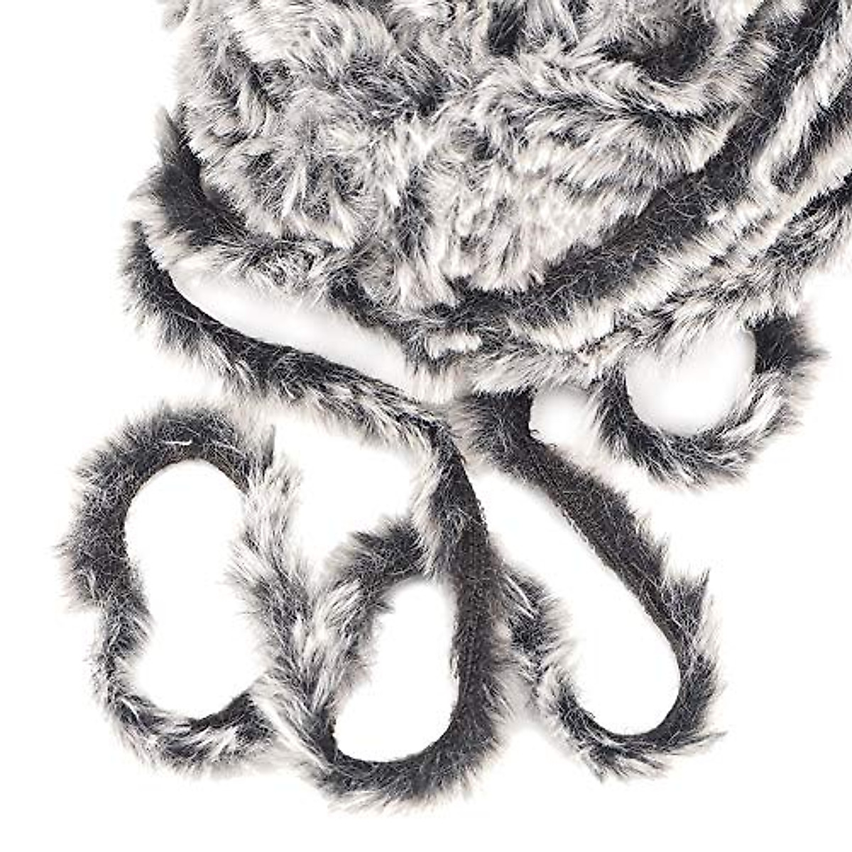 NICEEC 2 Skeins Super Soft Fur Yarn Chunky Fluffy Faux Fur Yarn Eyelash Yarn for Crochet Knit-Total Length 2×32m(2×35yds,50g×2)-Black with White