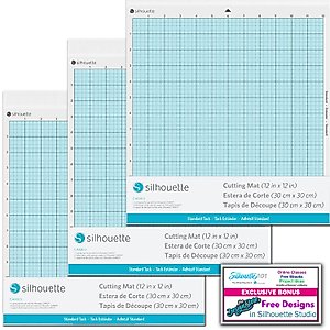 Silhouette America CUT-MAT-12-3T Cameo -All Versions-Cut Mat (3 Pack) with 50 Designs