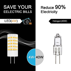 TRIJZHOU 5 Pack G4 12V LED Light Bulbs, 4W (40w 30w Halogen Equivalent) Warm White 3000k AC DC 400 LM, G4 JC T3 Bi-Pin Base Bulb for Home and Landscape Lighting