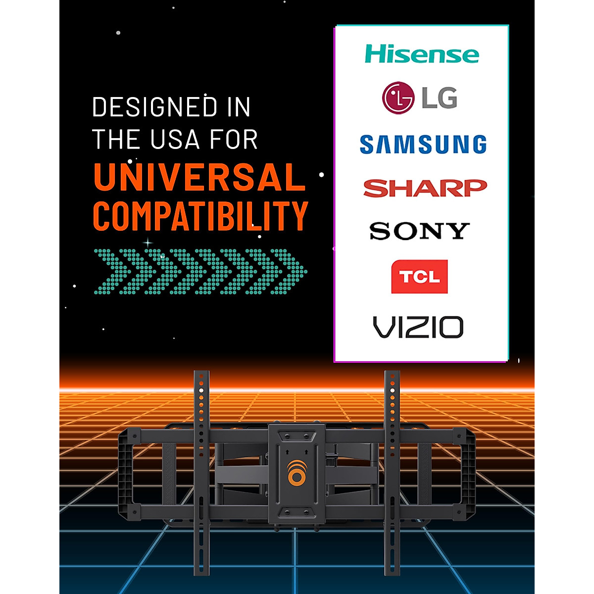 ECHOGEAR TV Wall Mount for Large TVs Up to 90" - Full Motion with Smooth Swivel, Tilt, & Extension - Universal Design Works with Samsung, Vizio, LG & More - Includes Hardware & Wall Drilling Template