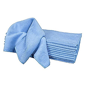 Detailer's Preference Premium Cleaning Microfiber Towels, 350 GSM, 16 x 16 Inches, Blue, 12-Pack