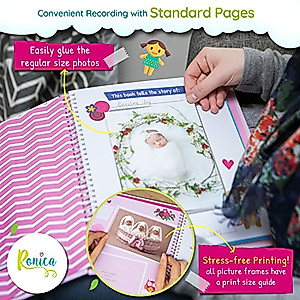 Ronica Memory Book for Baby Girl - Photo Album, Easy to Use Keepsake Scrapbook - Modern Keepsake for New Parents to Record Photos & milestones