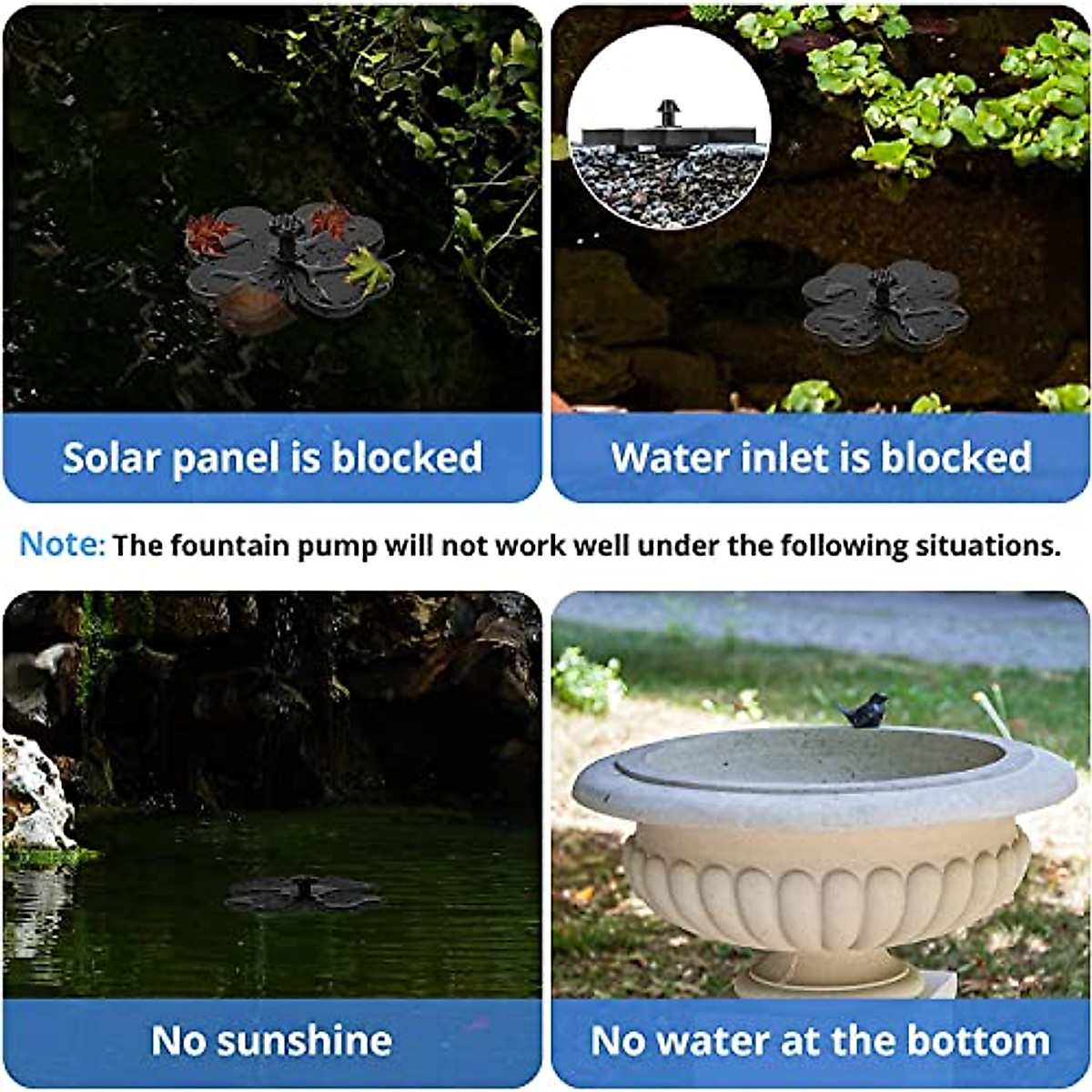 Solar Fountain Pump for Bird Bath, Lucky Clover Solar Water Pump for Pond, RAESOOT Floating Solar Powered Water Pump for Garden Backyard Pond Pool, Outdoor Decor Summer Gifts for Mother