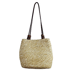TONWHAR European Style Straw Bag Purse Woven Summer Beach Tote for women (Natural)