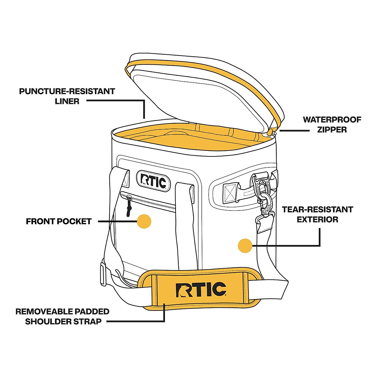 RTIC Soft Cooler 12 Can, Insulated Bag Portable Ice Chest Box for Lunch, Beach, Drink, Beverage, Travel, Camping, Picnic, Car, Trips, Floating Cooler Leak-Proof with Zipper, Blue/Grey