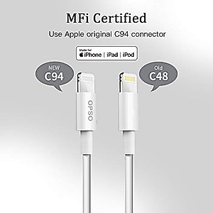 OPSO USB C to Lightning Cable 4ft, [Apple MFi Certified] iPhone 13 Charger Cable,Lightning to USB-C Cable Fast Charging Supports Power Delivery Compatible for iPhone 13/12/11/11 Pro/11 Max/X/XS/XR/XS