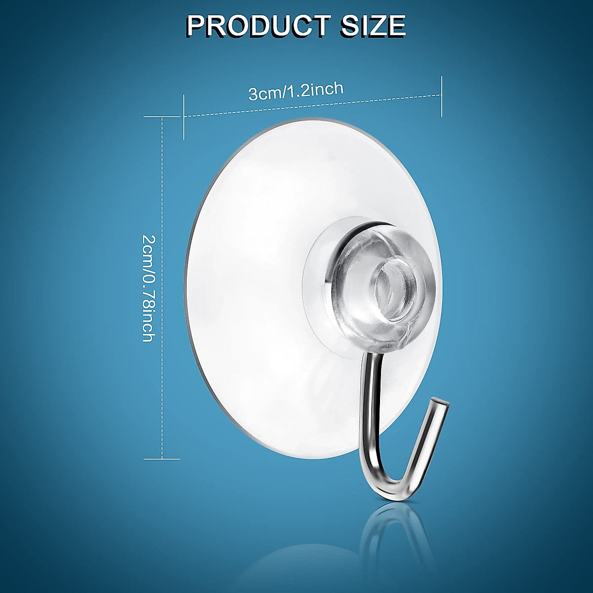 Mudder Suction Cup Hooks Wall Hooks 1.77 Inch Clear Suction Cups with Metal Hooks for Window Glass Kitchen Wall Towel Hooks Hangers Supplies for Christmas Light Decorations(80 Pieces,30 mm)