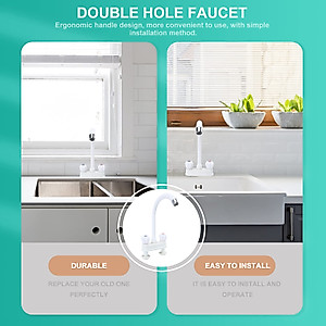 Plastic Open/inch Rotate Faucet Kitchen Faucets Practical Sink Decor Bathtub To Sinks Household Handle Two Quickly for Basin White Bathroom Double
