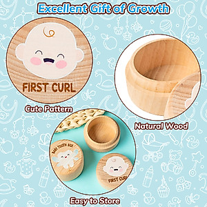 2Pcs Baby Keepsake Box for First Tooth and Curl, Wooden Tooth Fairy Box to Place Under Pillow Cute Lost Tooth First Haircut Keepsake Holder Baby Toddler Teeth Case for Baby Shower Birthday Gift