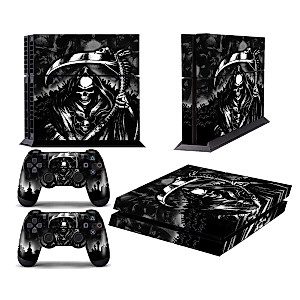 PS4 Designer Skin for Sony PlayStation 4 Console System plus Two(2) Decals for: PS4 Dualshock Controller - Reaper Black
