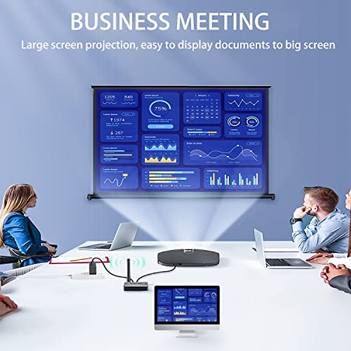 HPDFCU Wireless HDMI Display Adapter Dongle, Support 4K/60Hz, Support 2.4/5GHz Player Streaming DLNA Transmit Video/Audio from Android/iOS, Windows and MacOS to TV/Projector