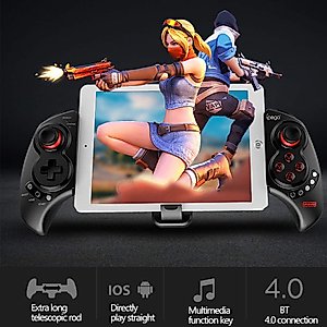 ipega PG-9023S Mobile Game Controller, Wireless 4.0 Gamepad PUBG Trigger Mobile Phone Telescopic Controller Joy Stick for iPhone Compatible with 5-10" iOS(iOS 11-13.3)/Android Phone PC Tablet TV Box