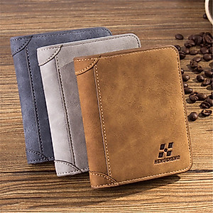 Iumer Men's Wallet Slim PU Rfid Blocking Simple Design Bifold Side Flip Front Pocket Wallets,Brown