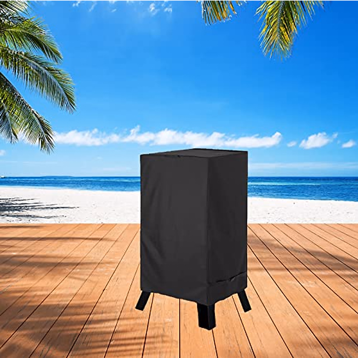 Nicunom Square Electric Smoker Cover, 600D Heavy Duty Waterproof Grill Cover, Dust UV and Fade Resistant Fabric, Durable and Convenient with Handles and Straps, 28" x 22" x 39", Black