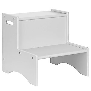 COSYLAND Toddler Two Step Stool, Kitchen Stool Bathroom Potty Stool, Children's Stool Nursery Helper Standing Tower Stepping Stool (White)