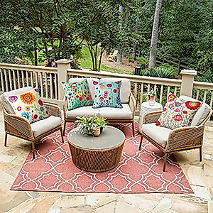 Artscope Set of 4 Decorative Throw Pillow Covers 18x18 Inches, Flowers Pattern Waterproof Cushion Covers, Perfect to Outdoor Patio Garden Living Room Sofa Farmhouse Decor