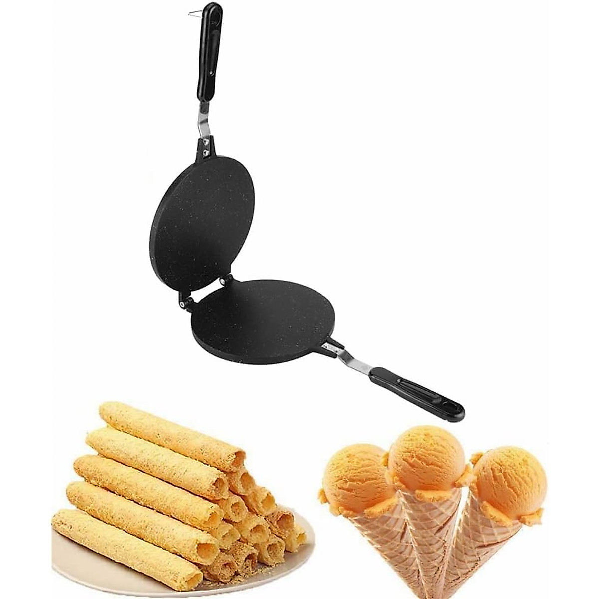 Tortilla Press Pan 6.5Inch, Non-Stick Eggs Roll Maker Pancake Griddle with Bakelite Handle, Heavy-Duty Aluminum Dough Press Pan Cast-Iron Flour Tortilla Press Stove Top Pan for Kitchen