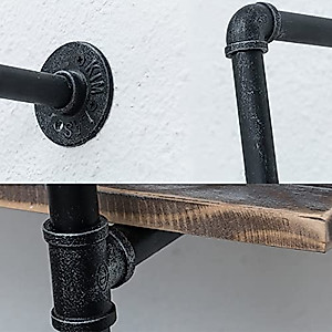 Industrial Pipe Shelving Wall Mounted,36in Rustic Metal Floating Shelves,Steampunk Real Wood Book Shelves,Wall Shelf Unit Bookshelf Hanging Wall Shelves,Farmhouse Kitchen Bar Shelving(3 Tier)