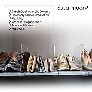 7 Pcs Clear Shelf Dividers, Acrylic Shelf Dividers for Closet Organization, Multi-Functional Closet Shelf Dividers for Wood Shelves, Rounded Corners Closet Shelf Organizer for Clothes, Shoes & Purses