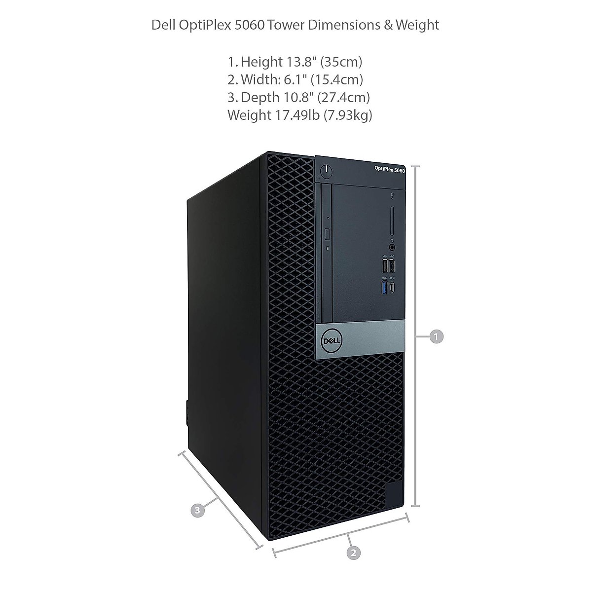 Dell Optiplex 5060 Tower Desktop - 8th Gen Intel Core i7-8700 3.20GHz (Up to 4.60GHz), 16GB DDR4 2666MHz Memory, 512GB SSD, Intel UHD Graphics 630, Windows 10 Pro (Renewed)