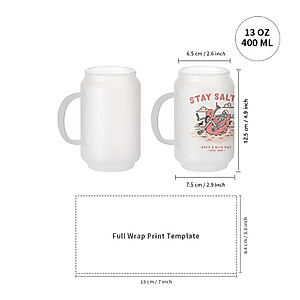 PYD Life Sublimation Glass Blanks Can Beer Kids Mug Frosted with Handle 13 OZ Coffee Tea Cups Milk Glass Tumblers Cups Mugs without Lid for Tumbler Mug Heat Press 4 Pack