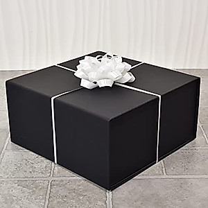 Magnetic Gift Box - 10x10x5 Inch 15 Pack Black Collapsible Boxes with Magnetic Lid Closure Luxury Packaging for Boutiques, Small Business, Apparel, Retail, Bridesmaid, Parties, Presentations, Bulk